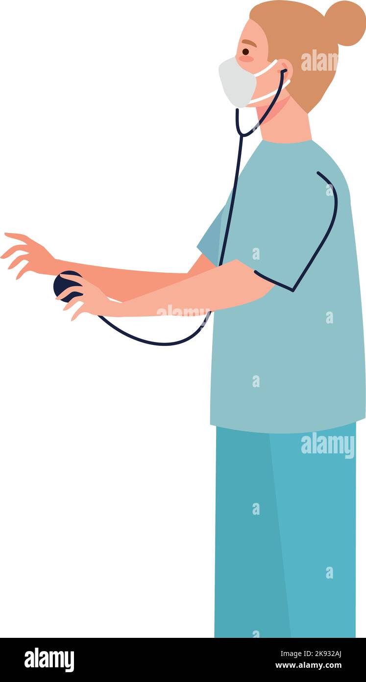 female doctor using stethoscope Stock Vector Image & Art - Alamy