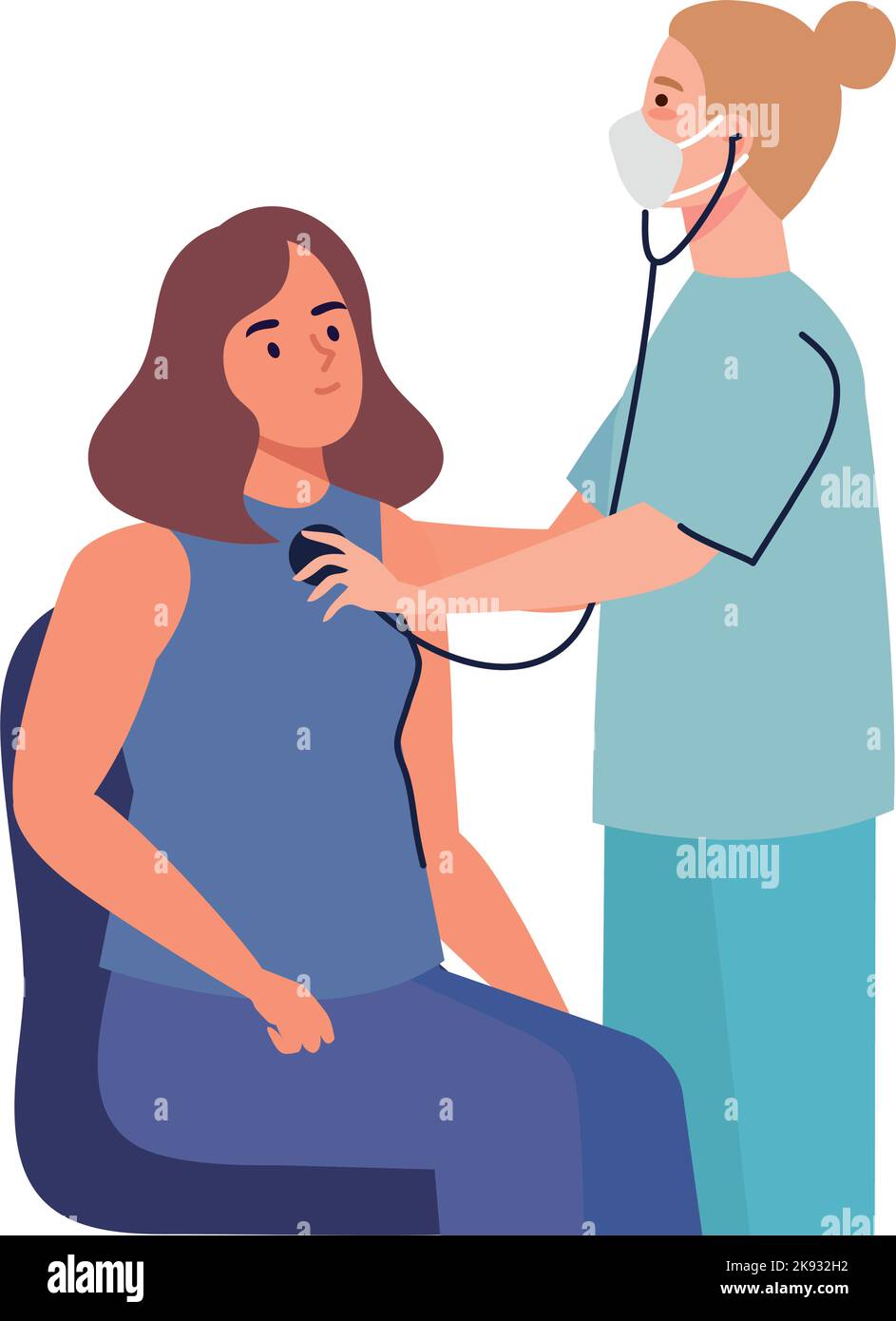 female doctor using stethoscope with patient Stock Vector Image & Art ...