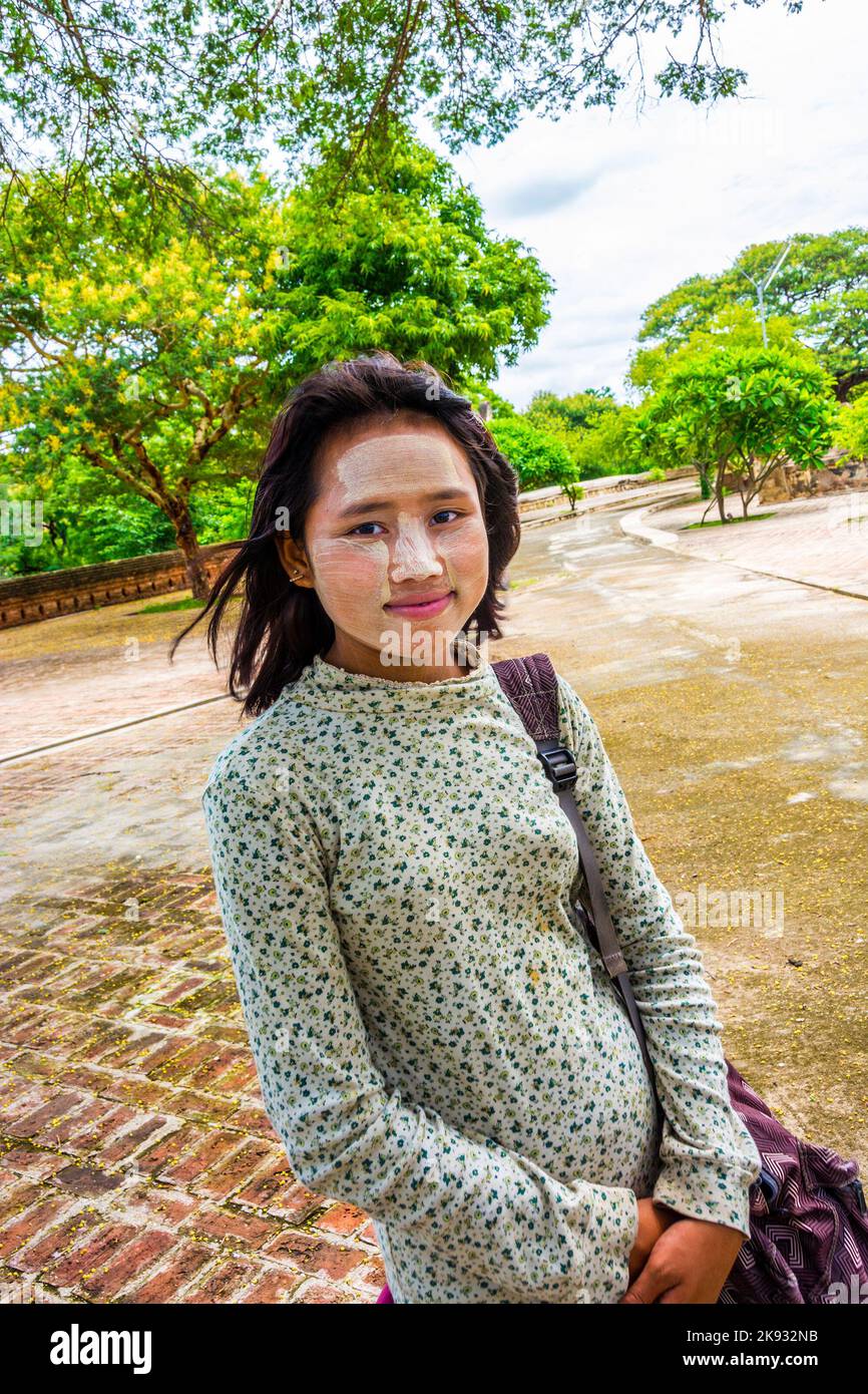 RANGOON, MYANMAR - AUG 14, 2015: portrait of young burmese woman with ...