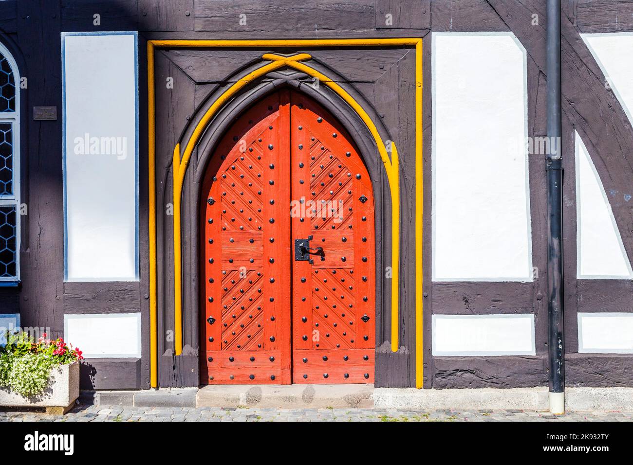 SCHOTTEN, GERMANY - AUG 30, 2015: old door at medieval houses in ...