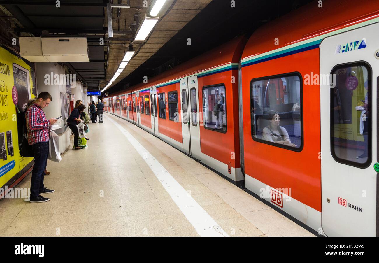 FRANKFURT, GERMANY - SEP 11, 2015: Subway train ready to leave the ...