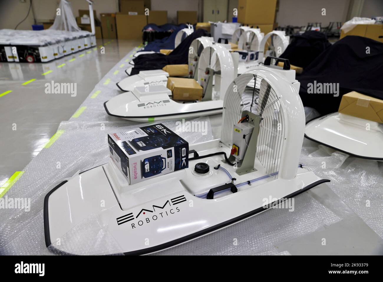 Parcel delivery drones in a drone factory, Japan Stock Photo - Alamy