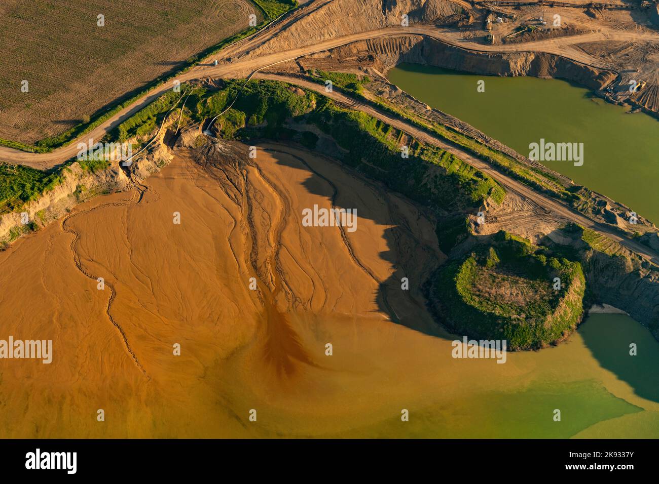 Concrete quarry water holding pool, aerial photograph Stock Photo - Alamy