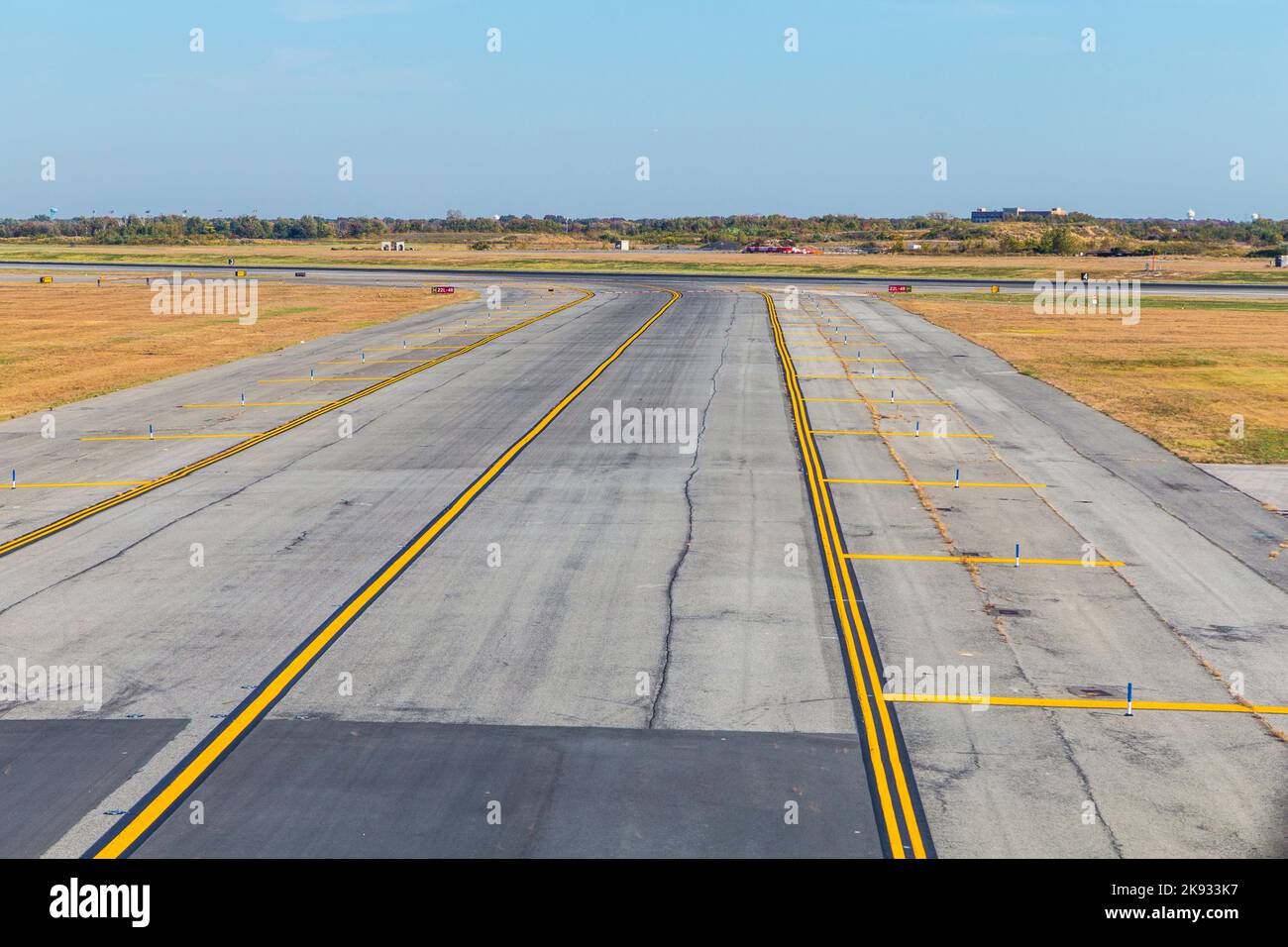 NEW YORK, USA - OCT 20, 2015: empty runway at the John F. Kennedy ...