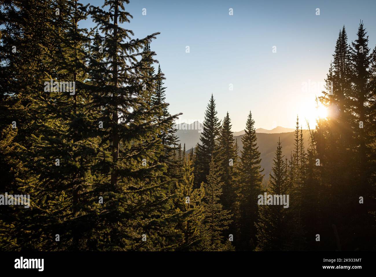 A sunset in the Holy Cross Wilderness area outside of Vail Colorado ...