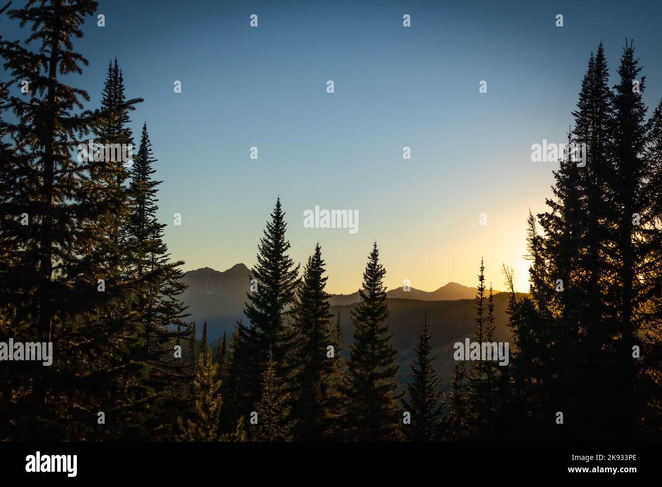 A sunset in the Holy Cross Wilderness area outside of Vail Colorado ...