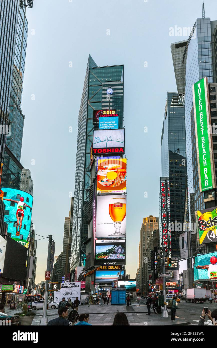 NEW YORK, USA - OCT 21, 2015: Times Square, featured with Broadway ...