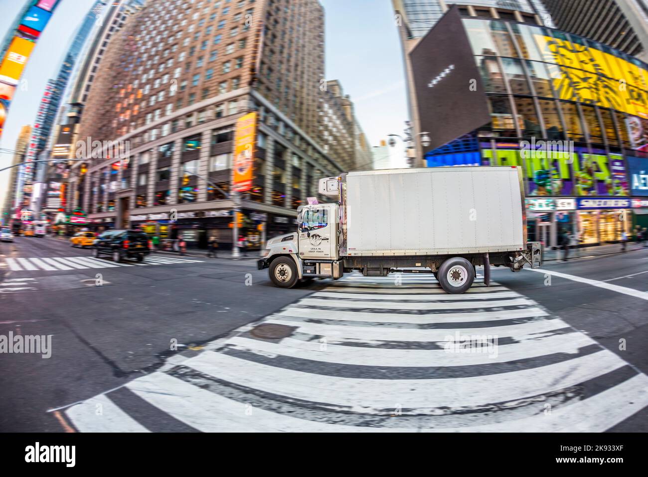 NEW YORK, USA - OCT 21, 2015: van at Times Square, featured with ...