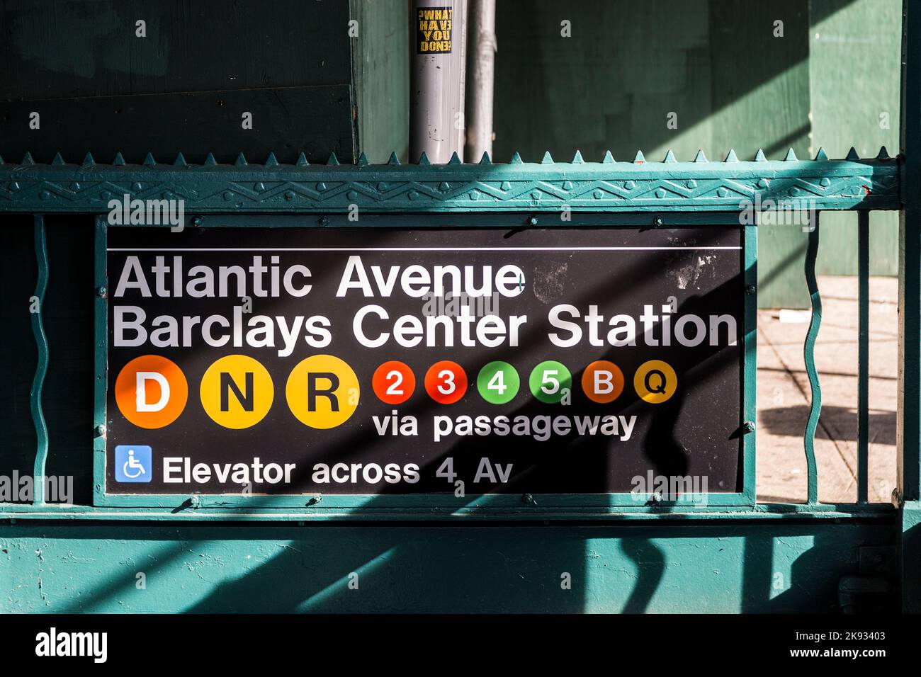 New York, USA - OCT 22, 2015: old vintage sign Atlantic avenue and ...