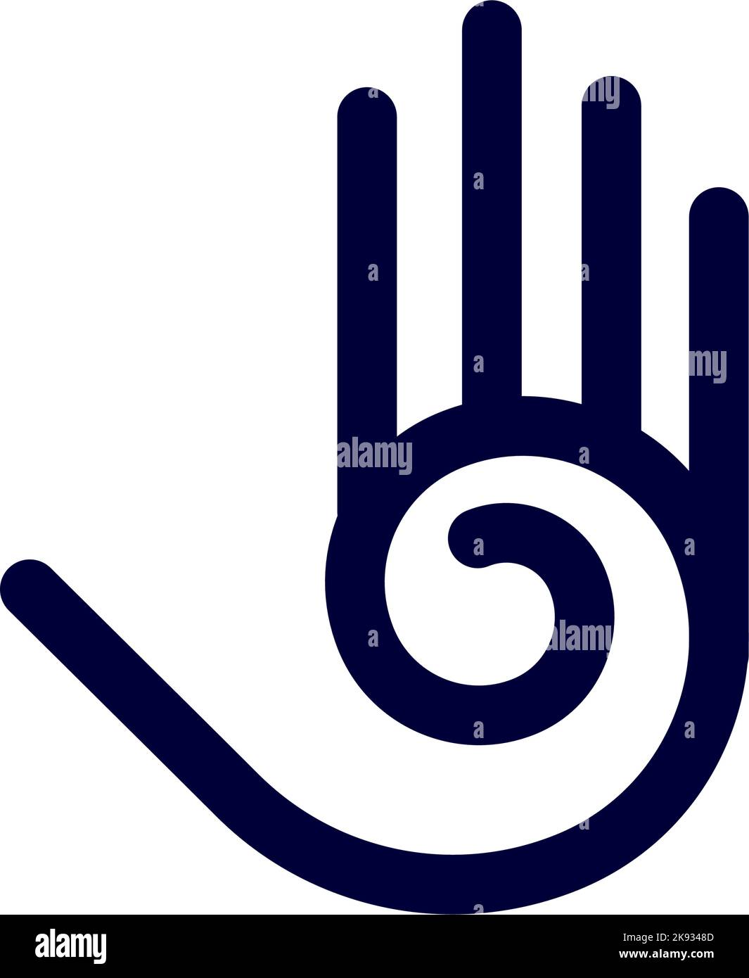 Illustration of Abstract Hand with Five Fingers, and Spiral Design ...
