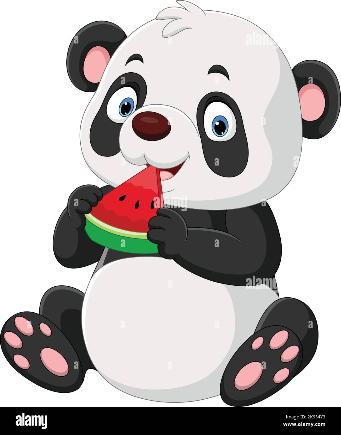 Cartoon funny panda eating watermelon Stock Vector Image & Art - Alamy