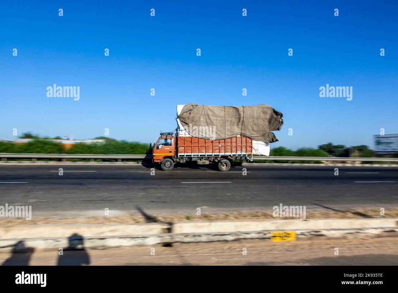 JEWAR BANGER, INDIA - NOV 12, 2011: truck uses the YAmuna express way ...