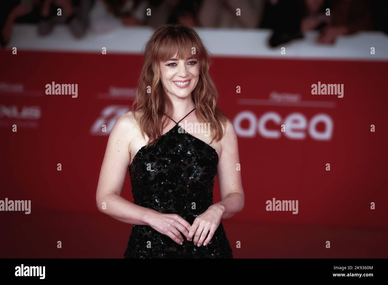 ROME, ITALY - OCTOBER 22, 2022: Sara Lazzaro attends the red carpet for ...