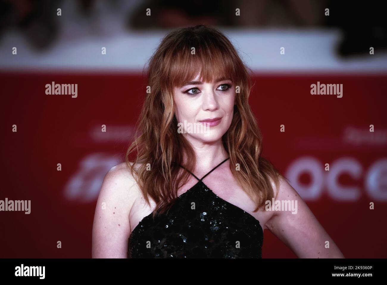 ROME, ITALY - OCTOBER 22, 2022: Sara Lazzaro attends the red carpet for ...