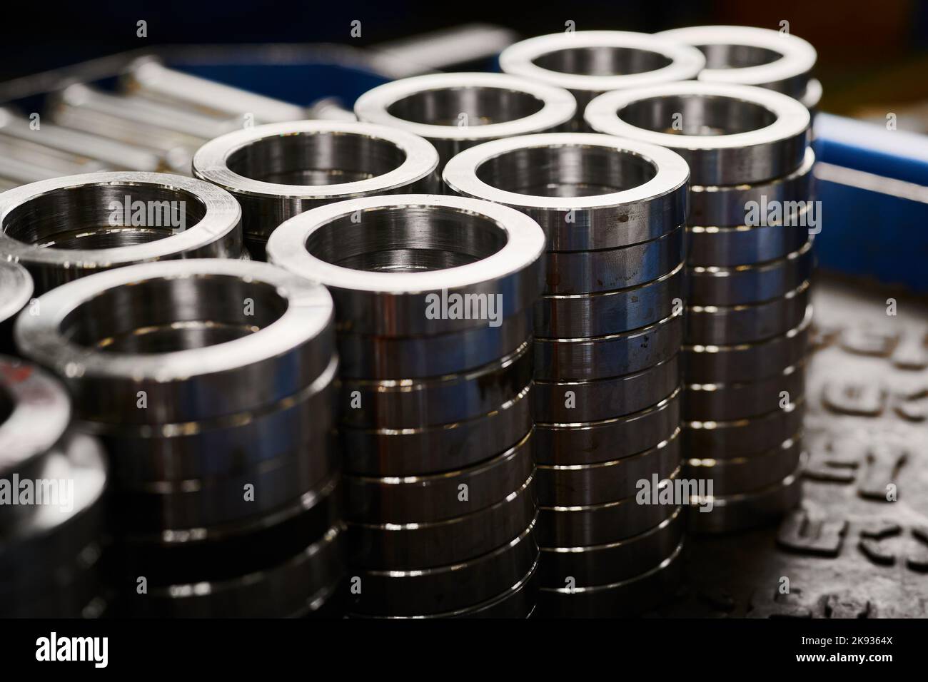 Steel rings made with automatic machine tools Stock Photo - Alamy