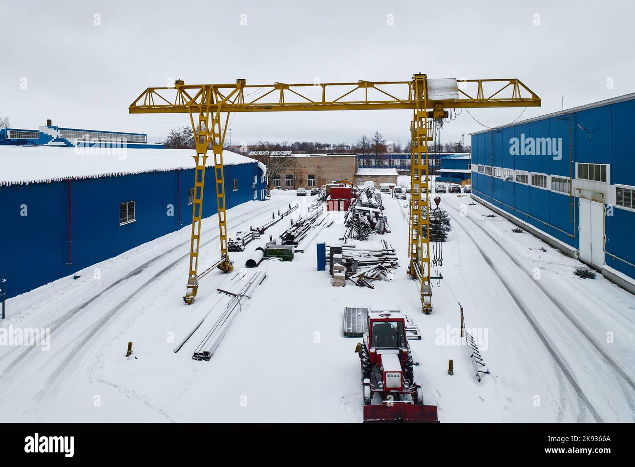 Open storage for long rolled metal products upper view Stock Photo - Alamy