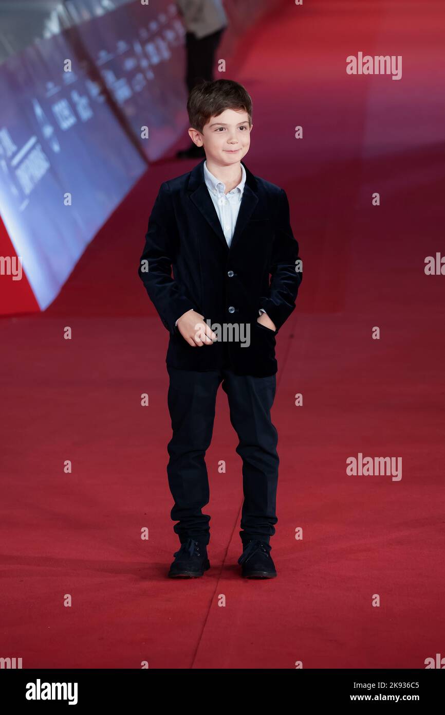 ROME, ITALY - OCTOBER 22, 2022: Leone Cardaci attend the red carpet of ...