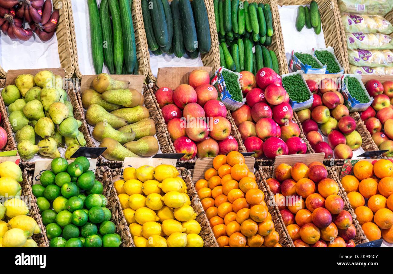FRANKFURT, GERMANY - MAY 19, 2014: fresh vegetables offered in the ...