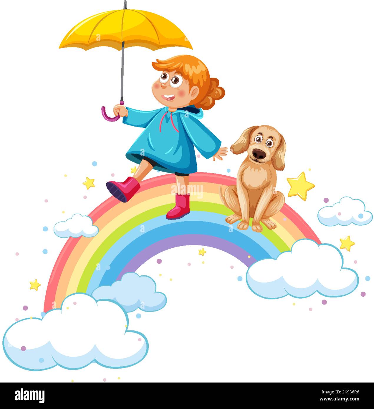 Happy kids on rainbow illustration Stock Vector Image & Art - Alamy