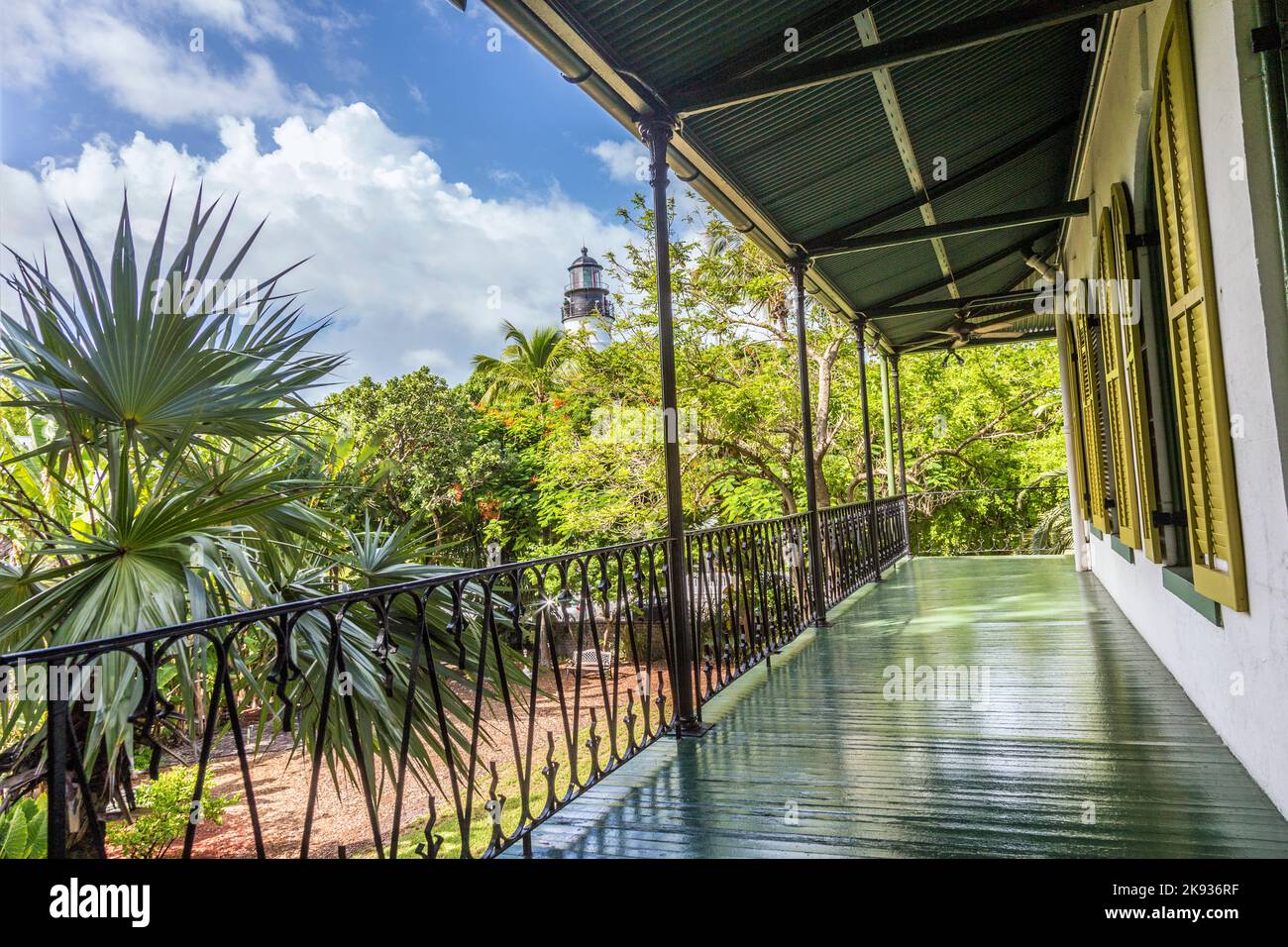 KEY WEST, USA - AUG 27, 2014: porch on the side of Ernest Hemmingways ...