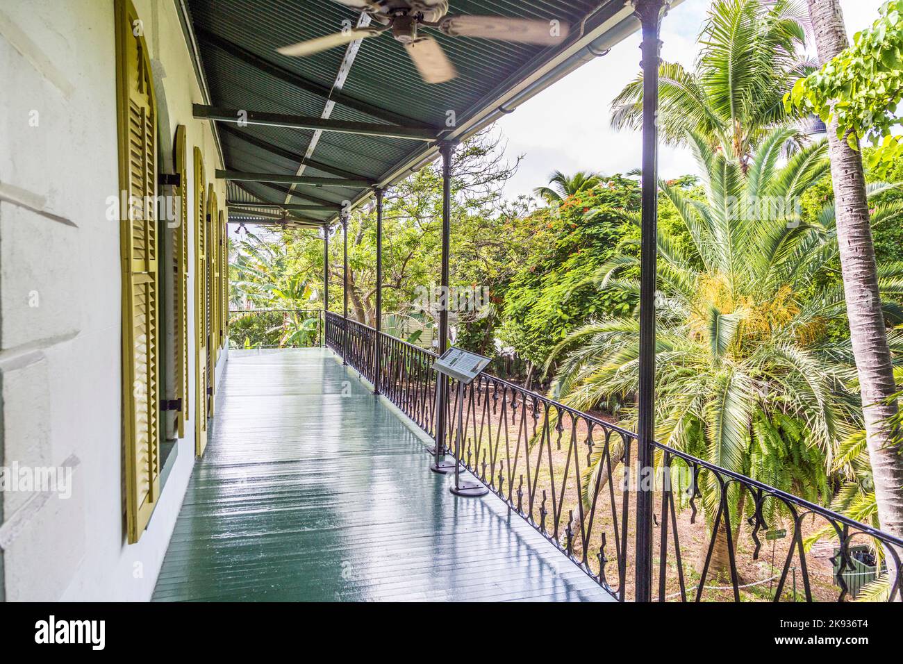 KEY WEST, USA - AUG 27, 2014: porch on the side of Ernest Hemmingways ...