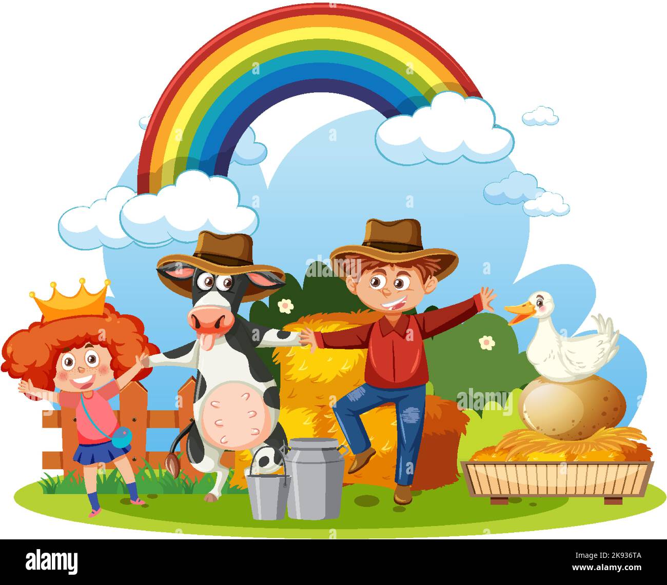 Cartoon character in farm theme illustration Stock Vector Image & Art ...