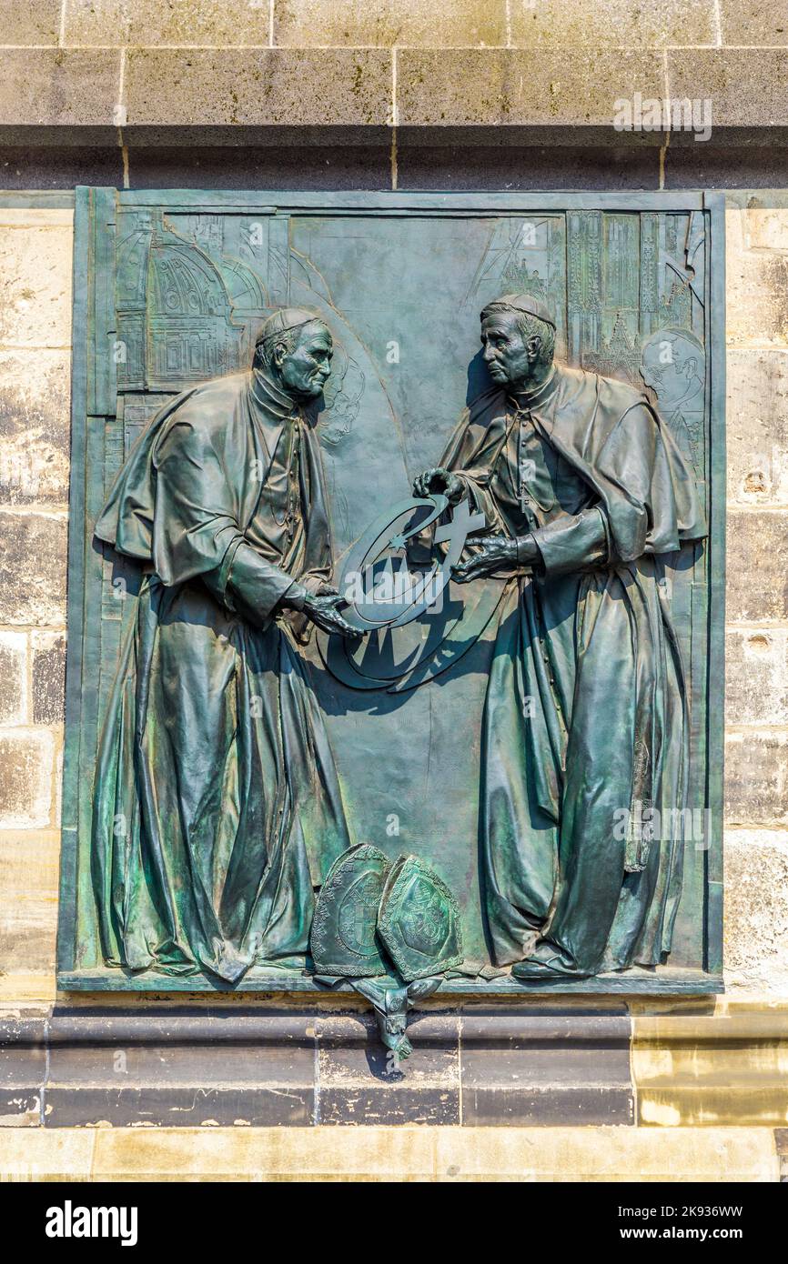 COLOGNE, GERMANY- SEP 7, 2014: sculpture of Pope John Paul II at a ...