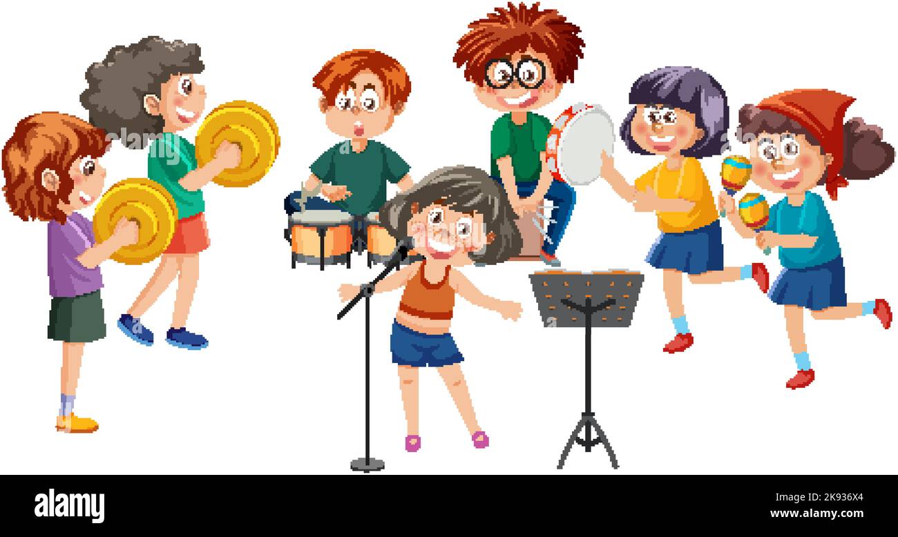 Kids playing musical instruments illustration Stock Vector Image & Art ...