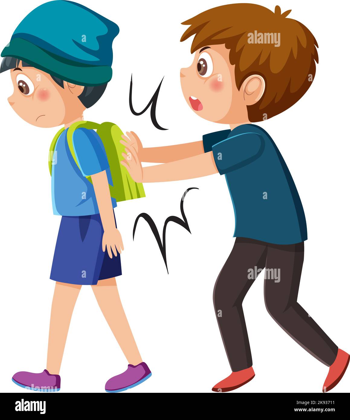 A boy pushing his friend illustration Stock Vector Image & Art - Alamy