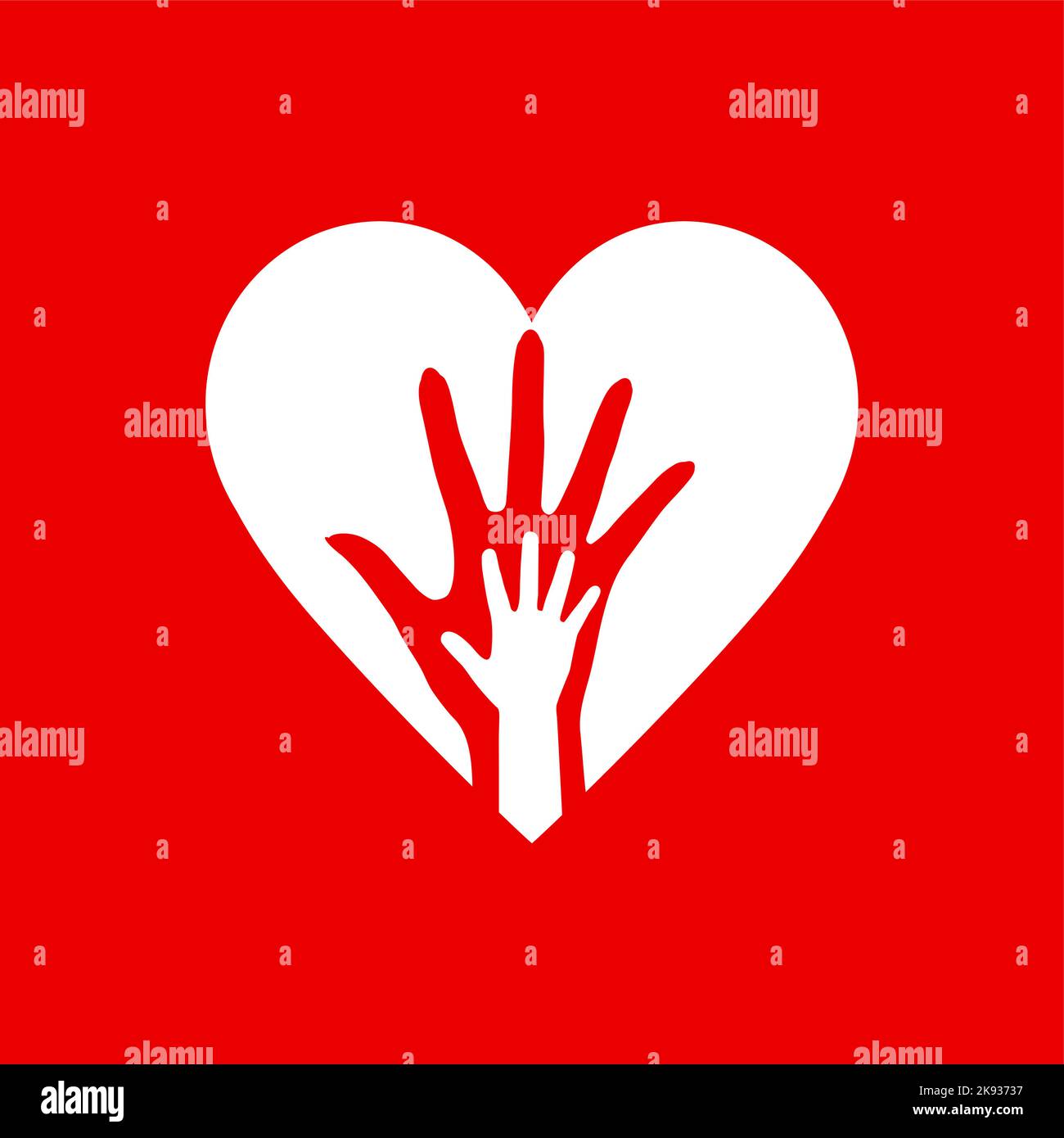 Two Hands in the Heart Icon as Orphan Children Adoption Metaphor ...