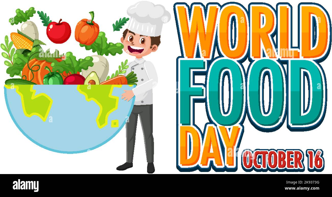 World food day text with food elements illustration Stock Vector Image ...