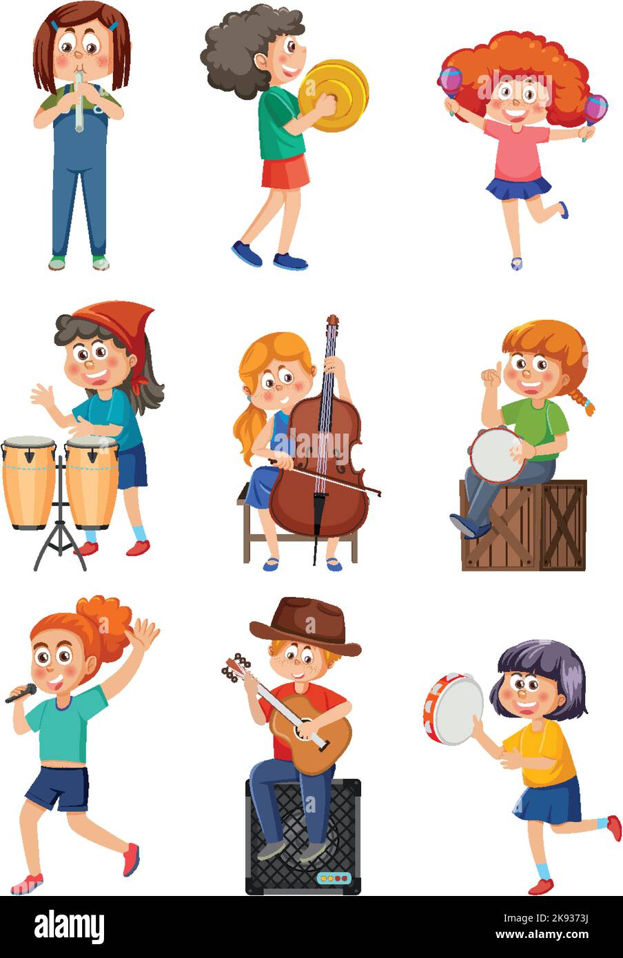 Set of different kids playing music illustration Stock Vector Image ...