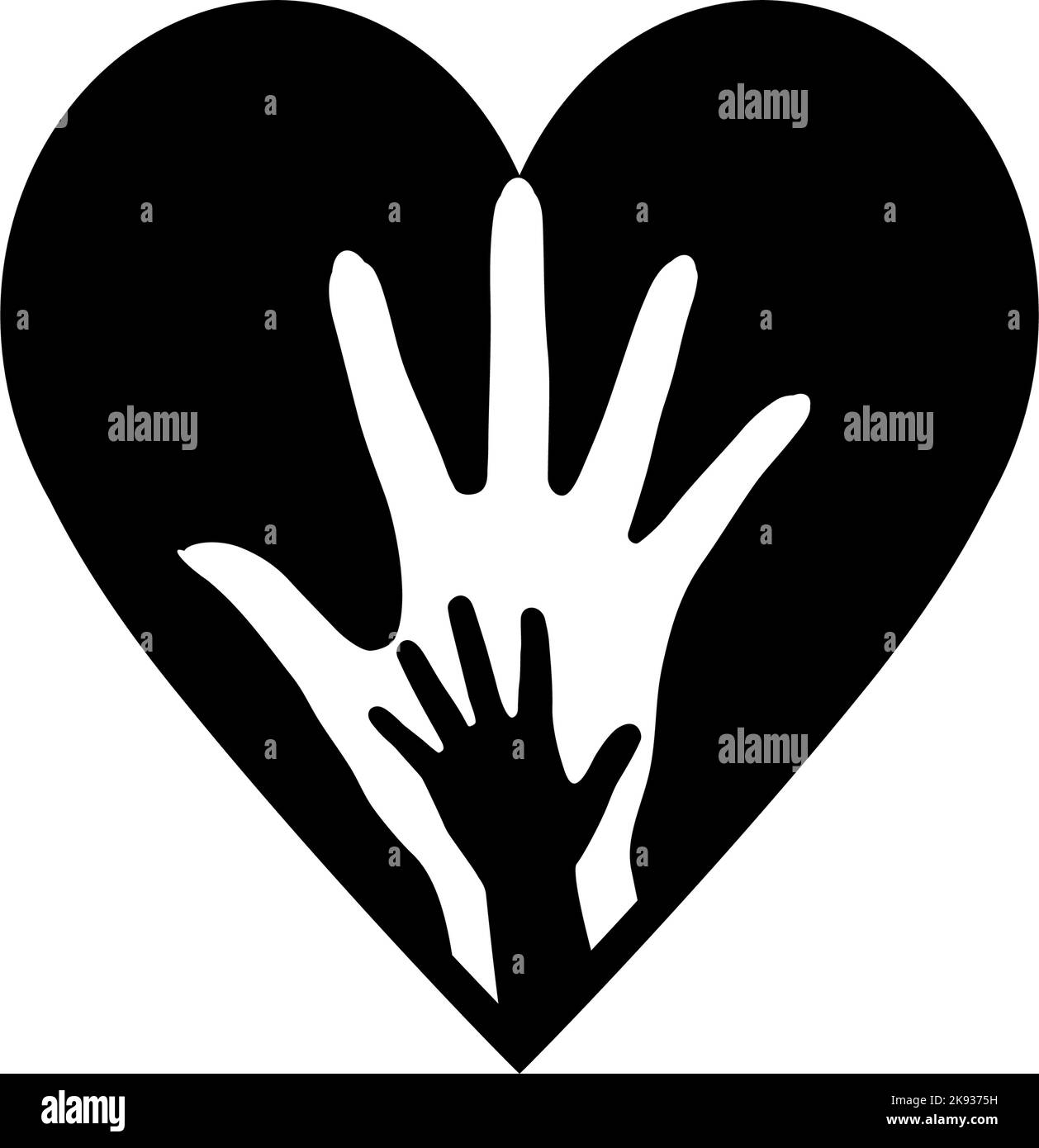 Hand of Mother and Child in the Heart Icon. The Element of Orphanage ...