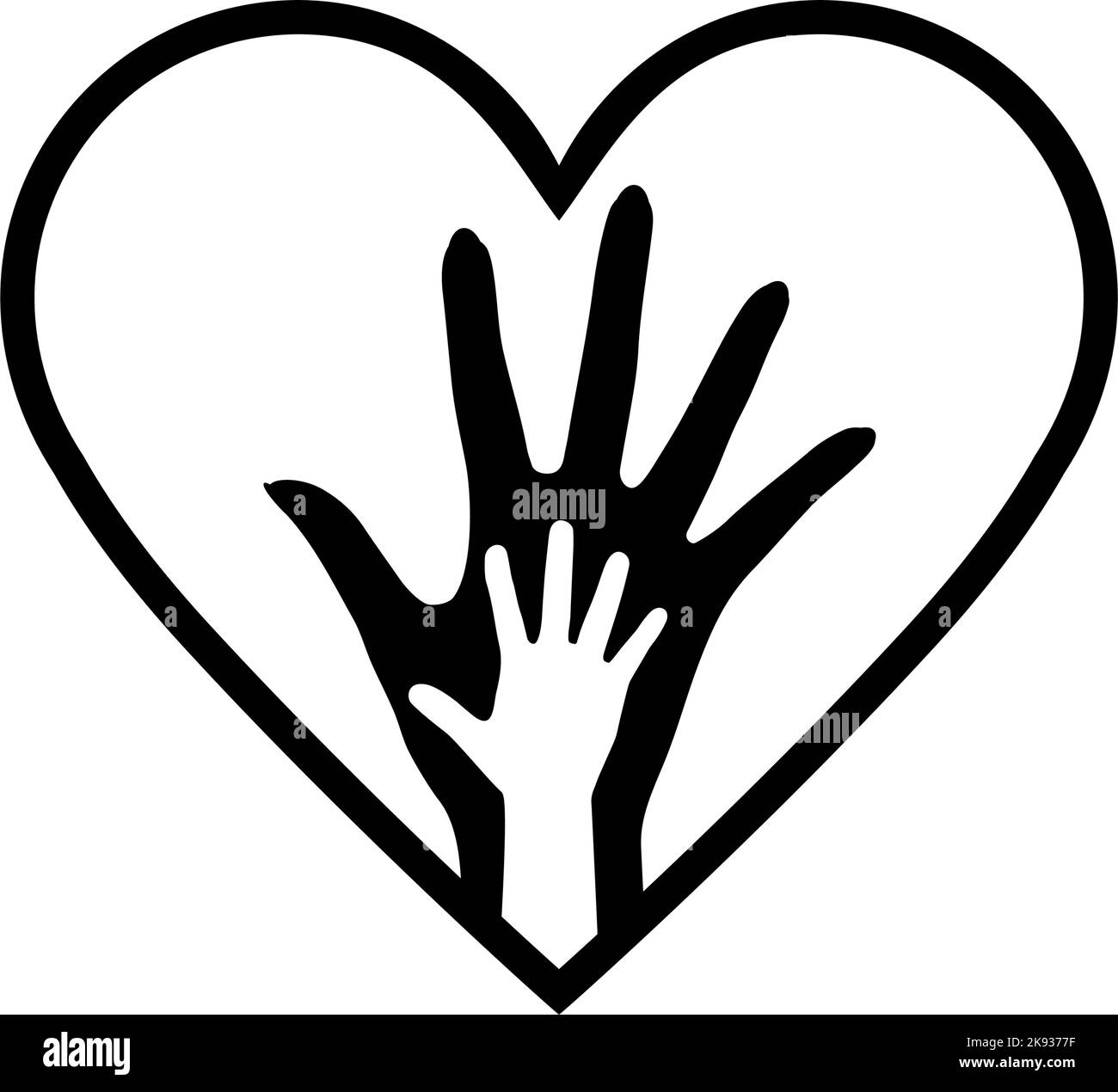 Hand of Mother and Child in the Heart Icon. The Element of Orphanage ...