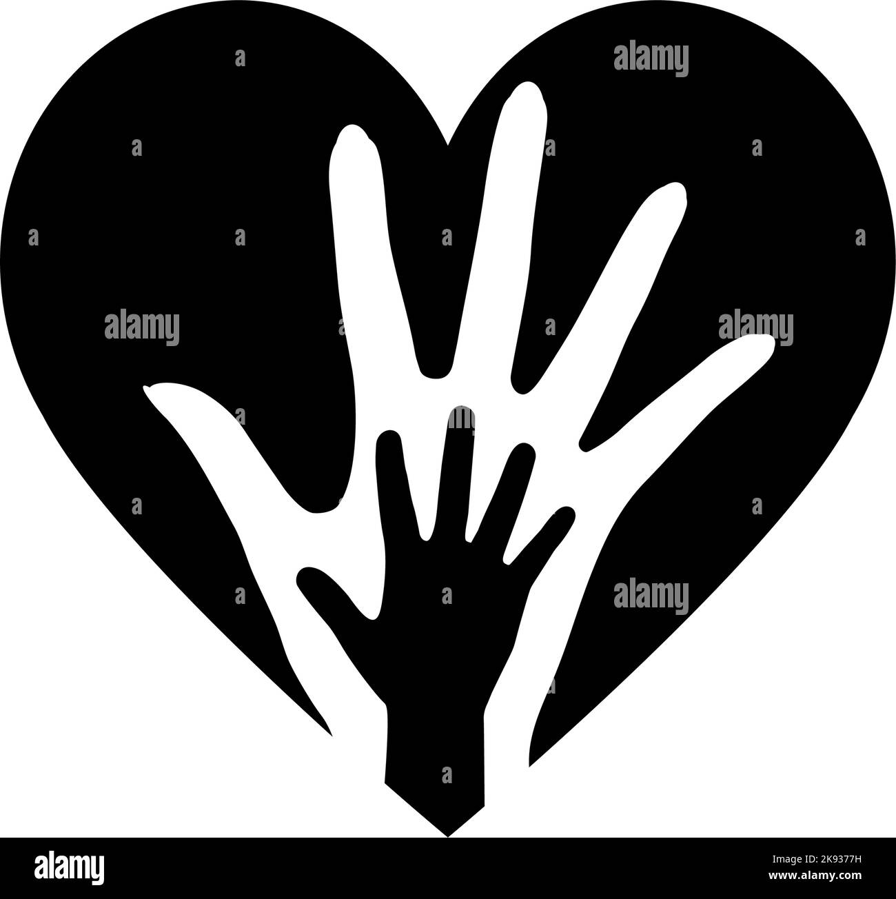 Hand of Mother and Child in the Heart Icon. The Element of Orphanage ...