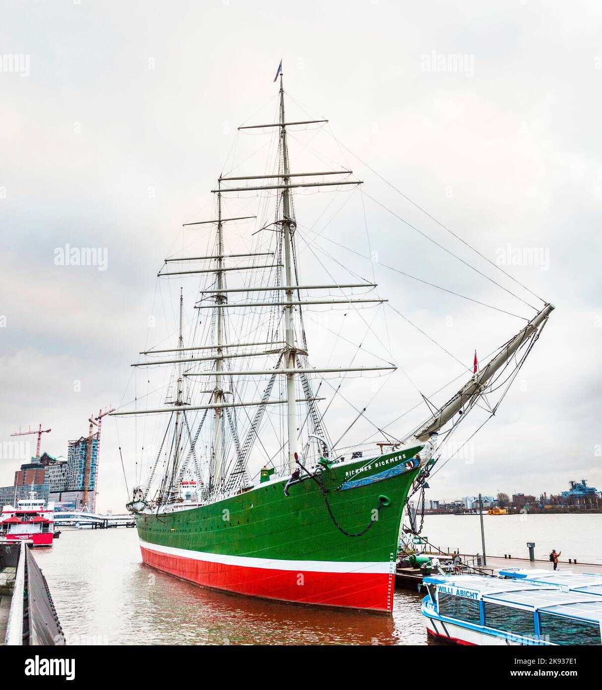 HAMBURG, GERMANY - JANUARY 19: historic sailor Rickmer Rickmers serves ...