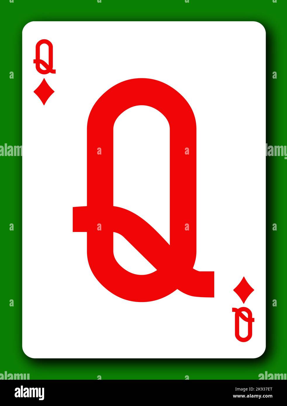 Queen of Diamonds playing card with clipping path 3d illustration Stock ...