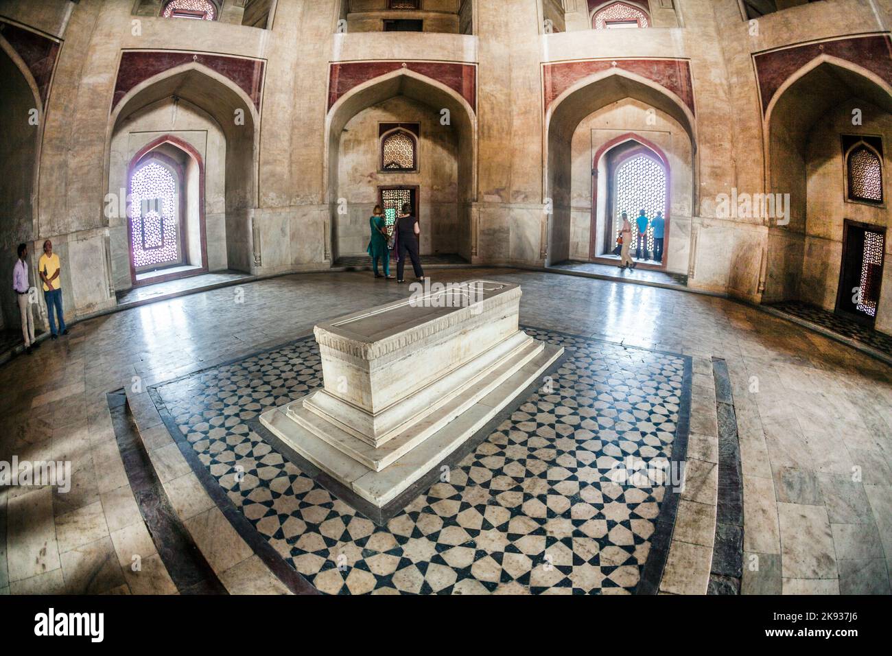 DELHI, INDIA - NOV 11,2011: people visit humayuns tomb with beautiful ...