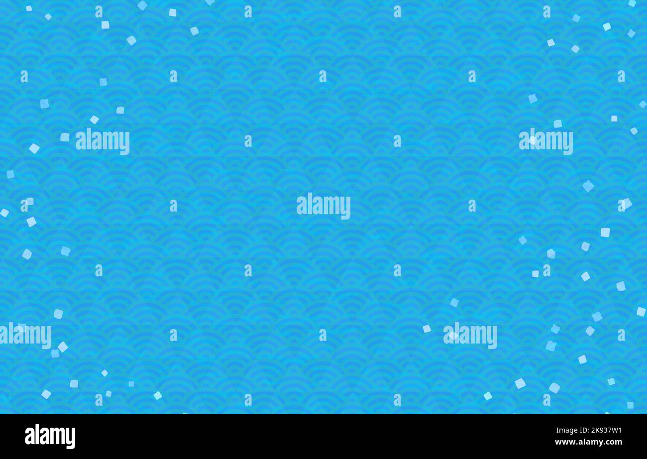 A Japanese-style background with a blue sea wave and scales Stock ...