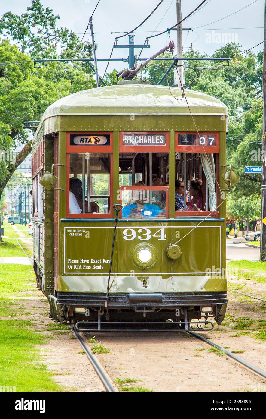 NEW ORLEANS - JULY 16, 2013: famous old Street car St. Charles line in ...
