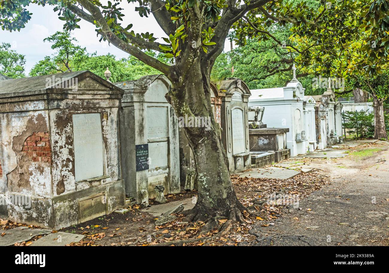 NEW ORLEANS, USA - JULY 16, 2013: Lafayette cemetery with historic ...