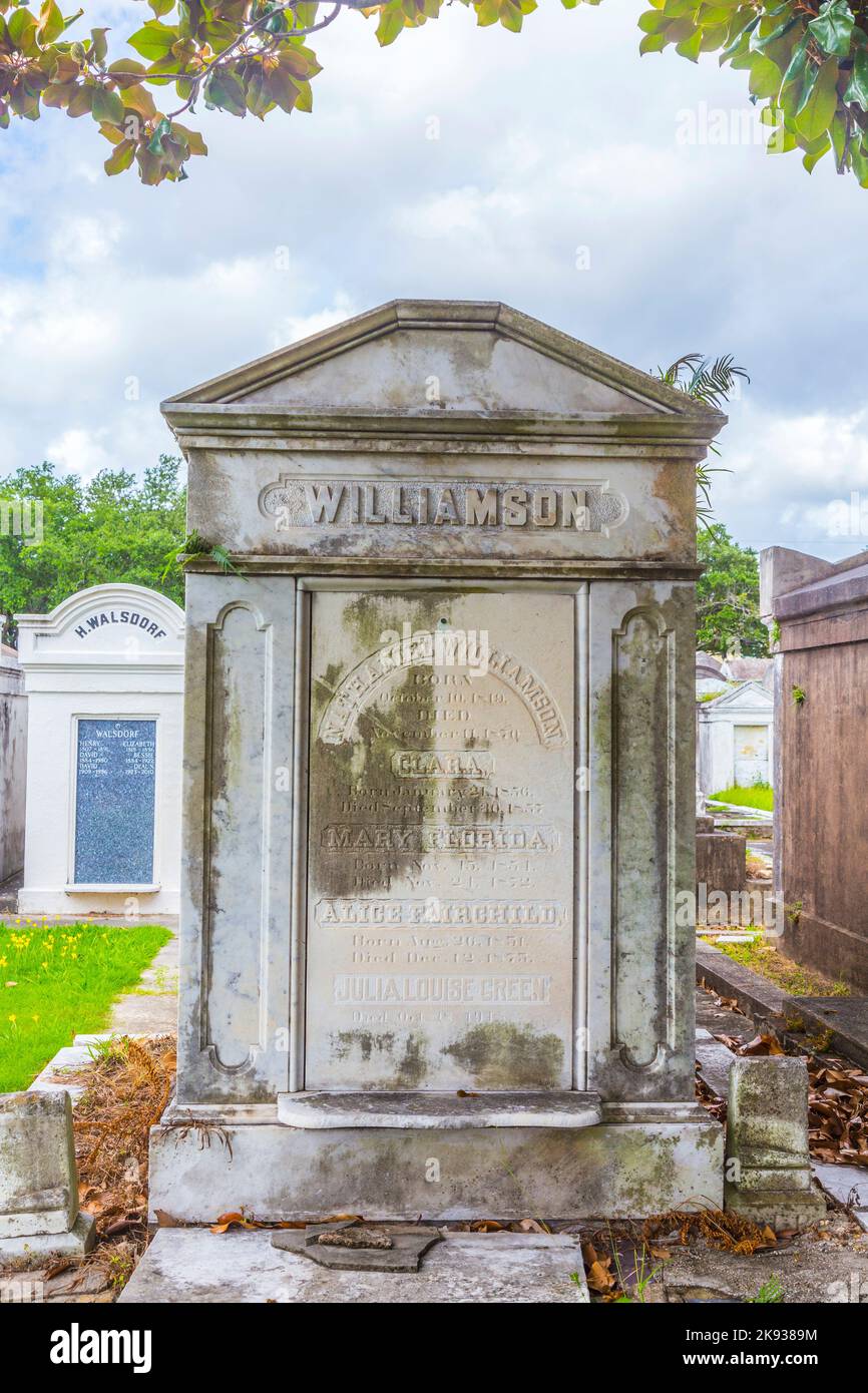 NEW ORLEANS, USA - JULY 16, 2013: Lafayette cemetery with historic ...
