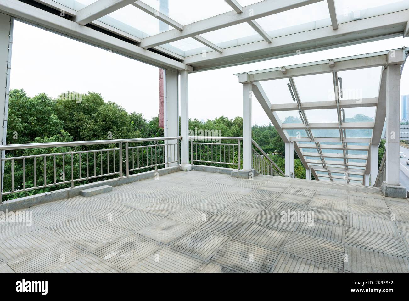 Inside of a modern overhead pedestrian bridge Stock Photo - Alamy