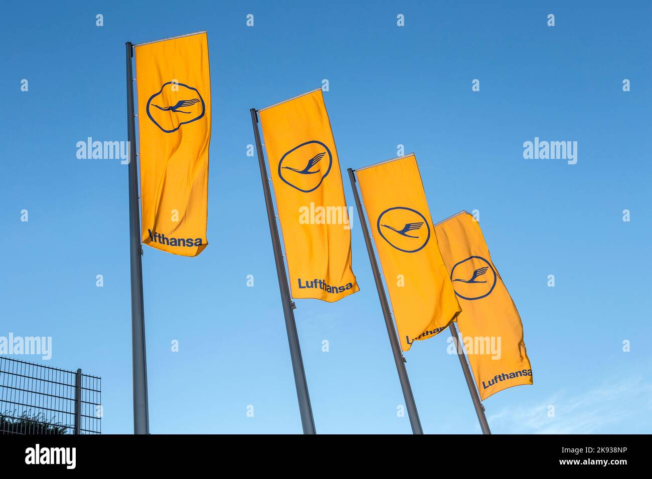 FRANKFURT, GERMANY - MARCH 20 2014: Lufthansa flag with Lufthansa ...