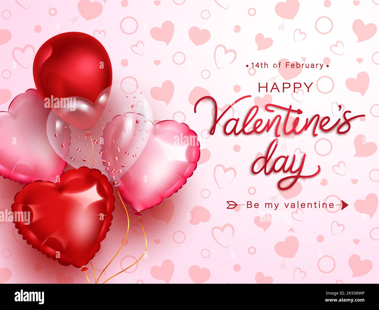 Valentine's greeting vector design. Happy valentine's day text in ...