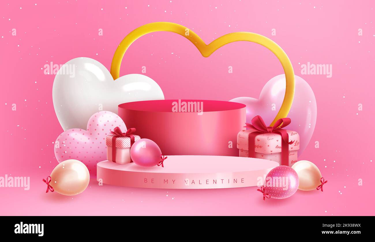 Valentine's day podium vector background design. Valentine podium stage ...