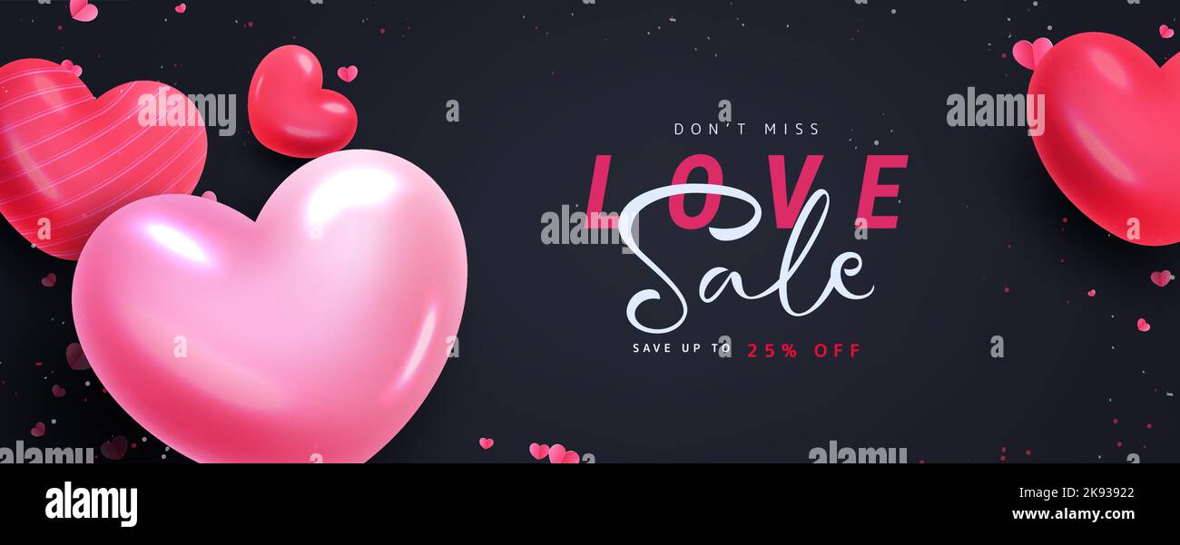 Love sale vector banner design. Valentine's day promotion text for shop ...