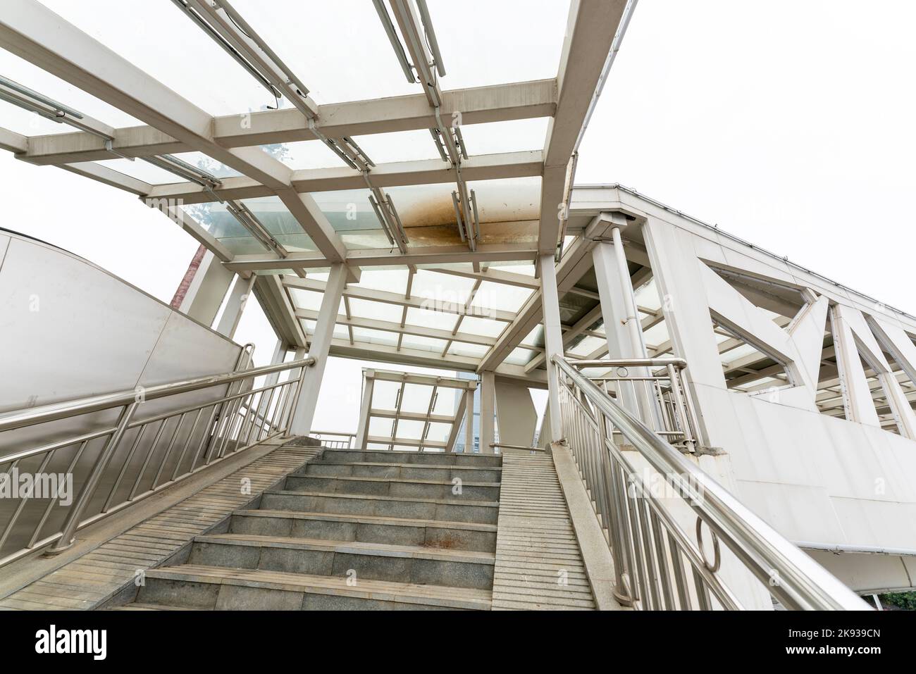 Inside of a modern overhead pedestrian bridge Stock Photo - Alamy