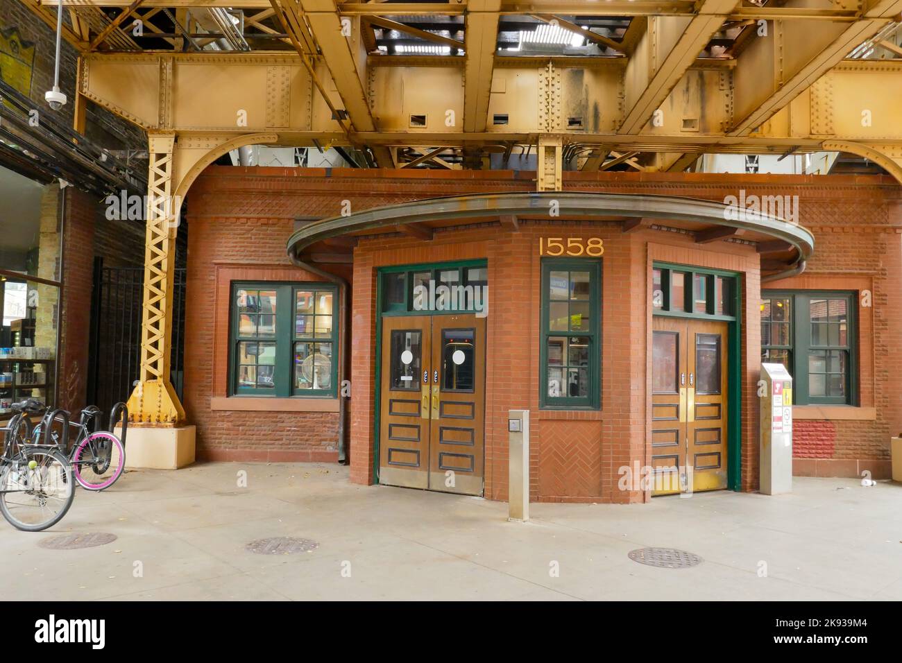 Historic Damen Avenue CTA Blue Line Station. Wicker Park neighborhood ...