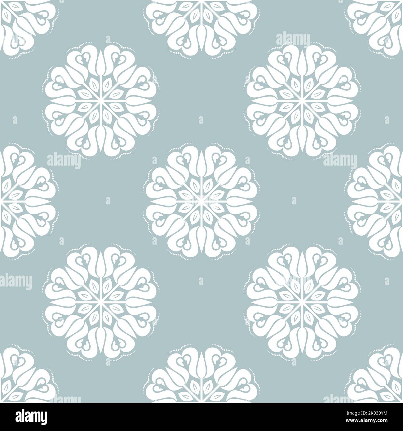 Floral vector light blue and white ornament. Seamless abstract classic ...